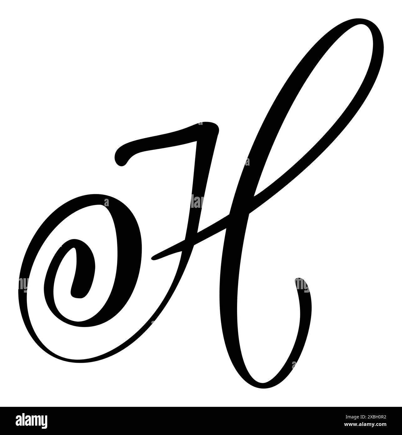 Vector calligraphy hand drawn letter H. Script font logo icon ...