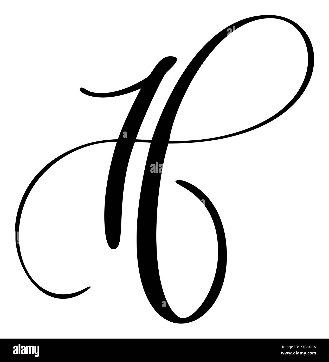 Hand drawn vector calligraphy letter H. Script font logo. Handwritten brush style flourish Stock ...