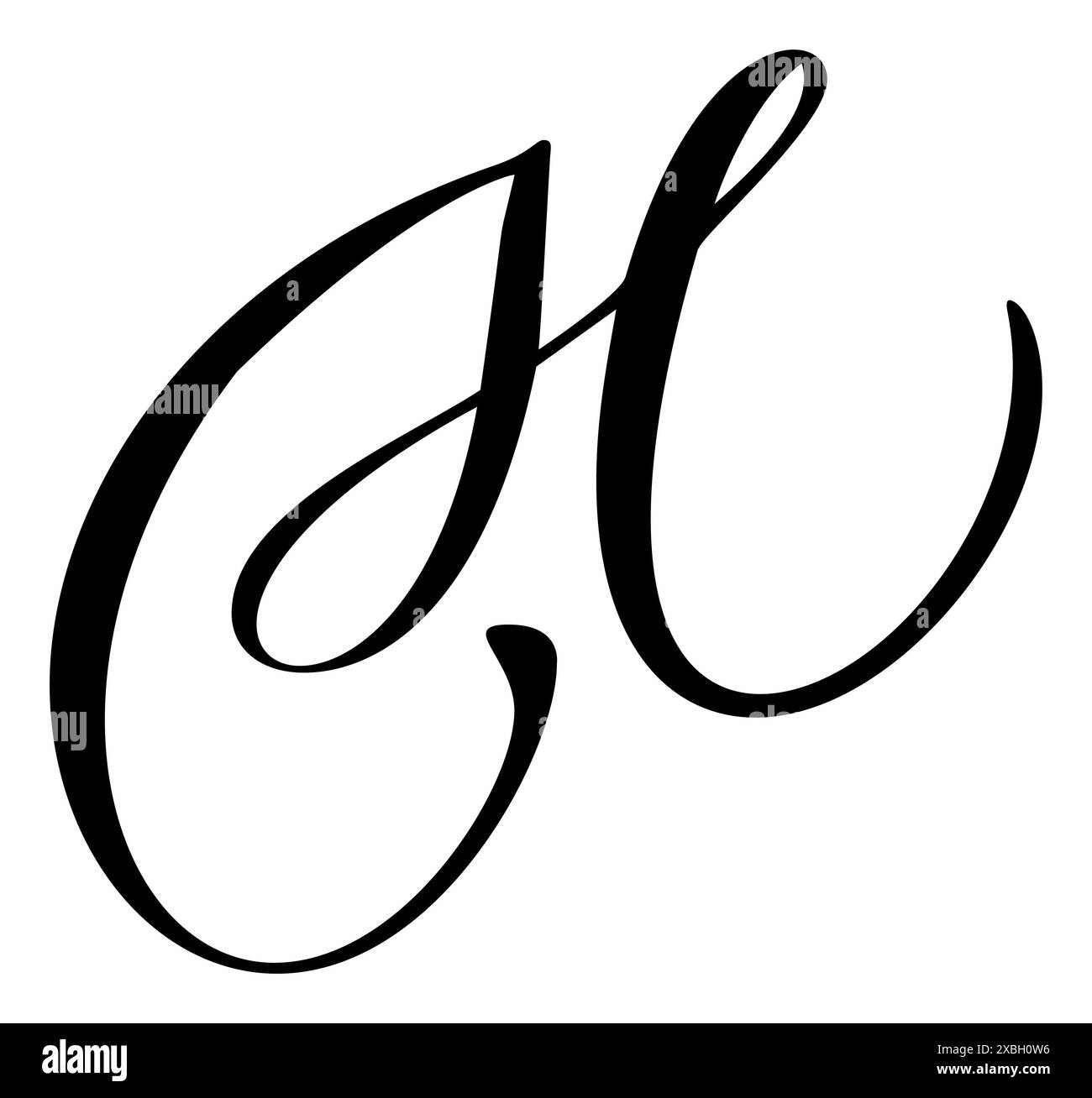 Hand drawn vector calligraphy letter H. Script font logo initials ...
