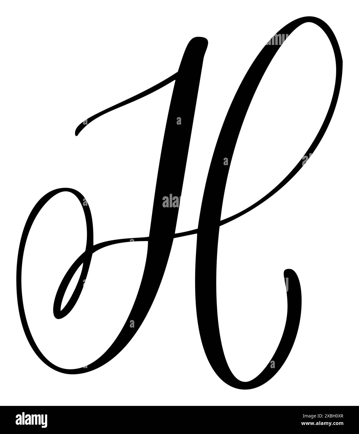 Vector calligraphy hand drawn capital letter H drop cap. Script font ...