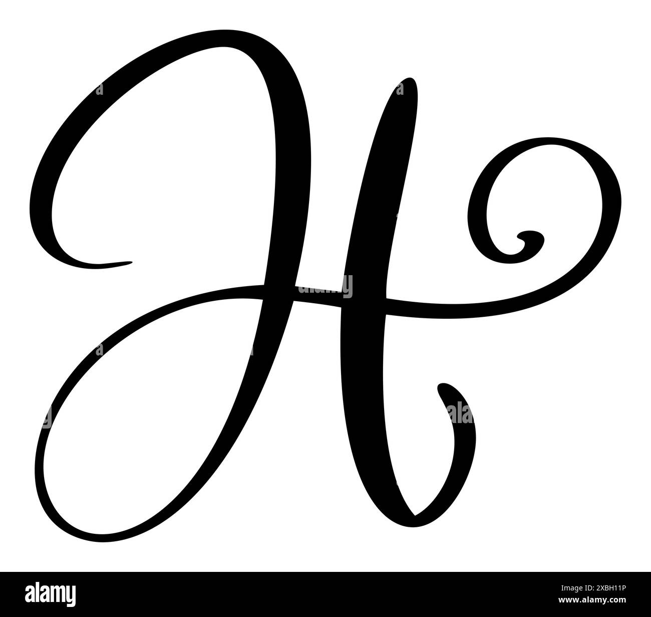 Vector calligraphy hand drawn capital letter H. Script font logo icon ...