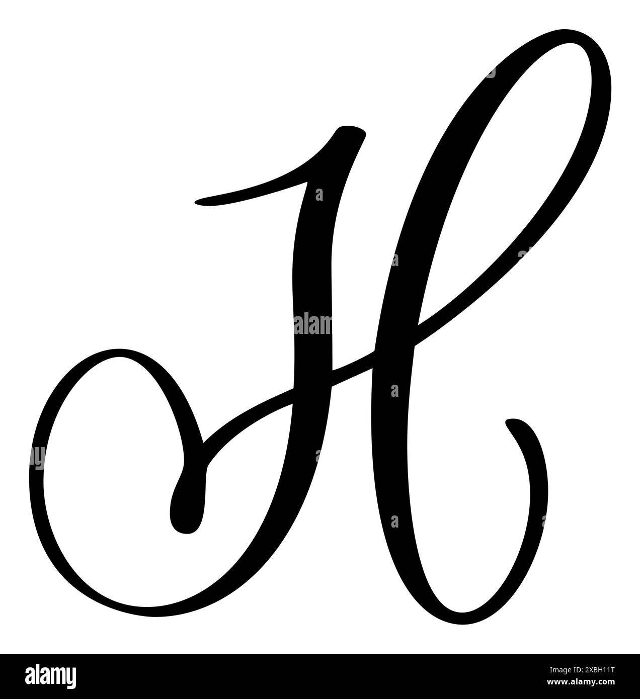 Vector calligraphy hand drawn letter H logo. Script font. Handwritten ...