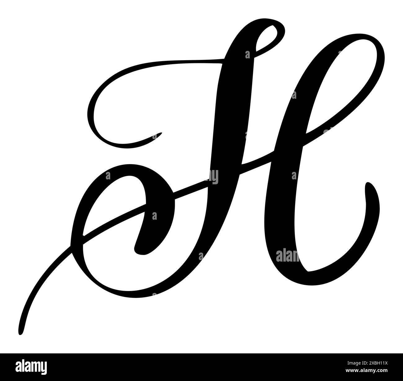 Vector calligraphy hand drawn capital letter H. Script font logo icon ...