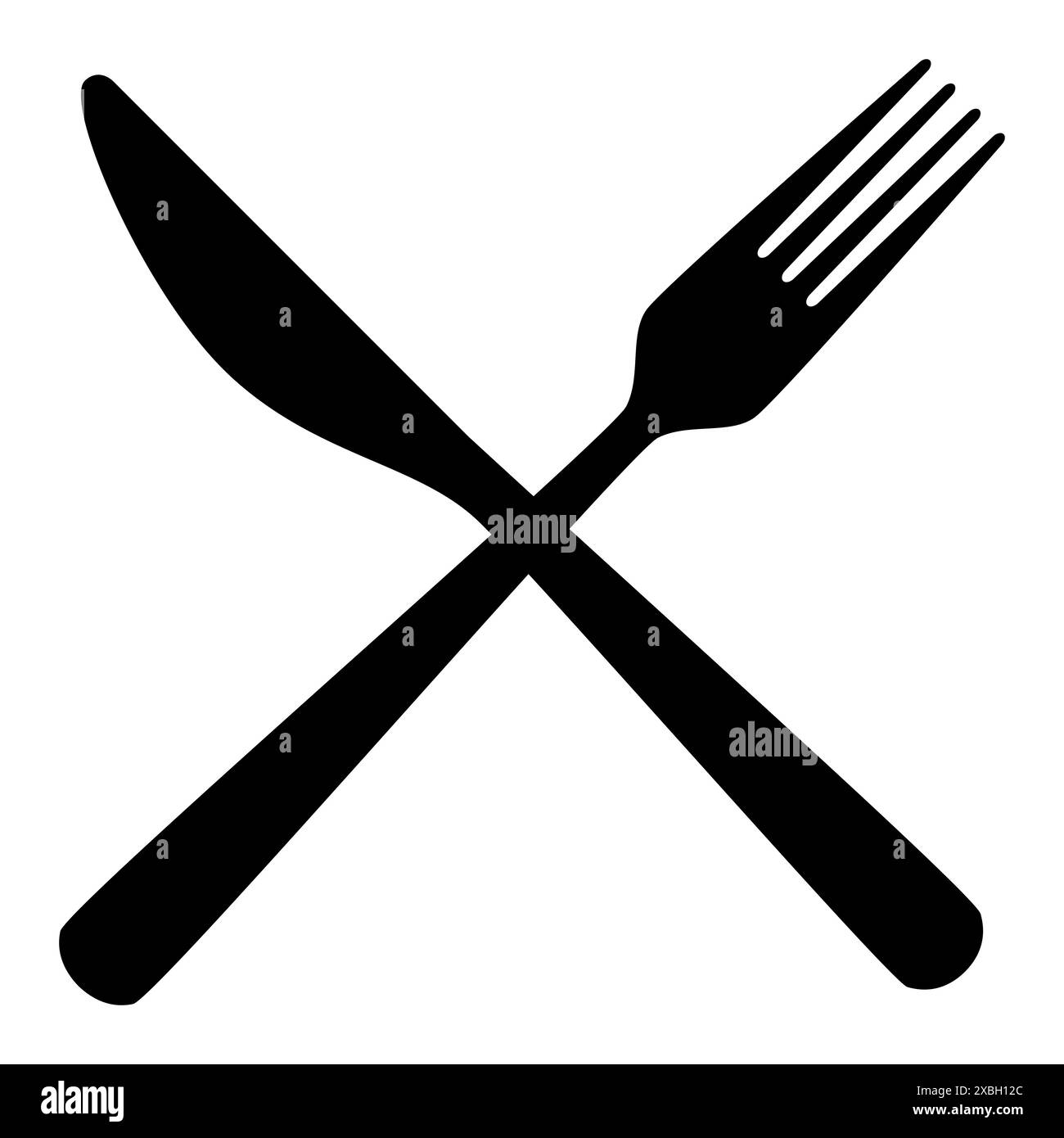 Crossed Cutlery Fork And Knife Silhouette Shape Black And White
