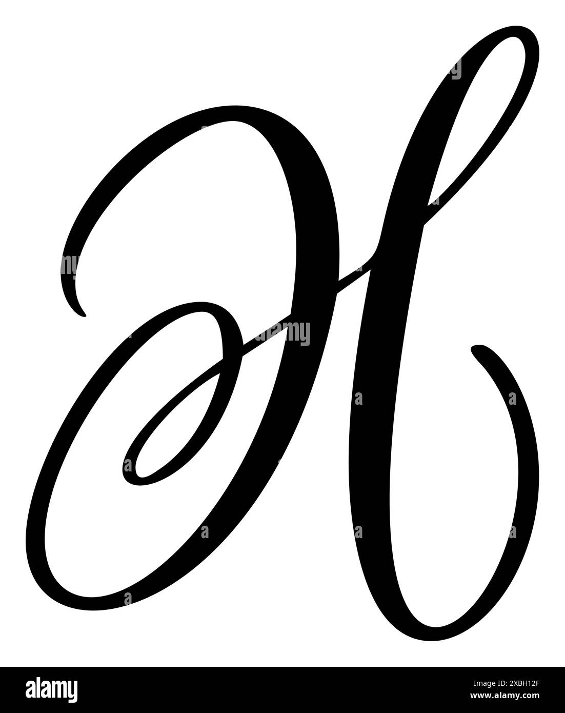 Hand drawn vector calligraphy letter H. Script font logo initials ...