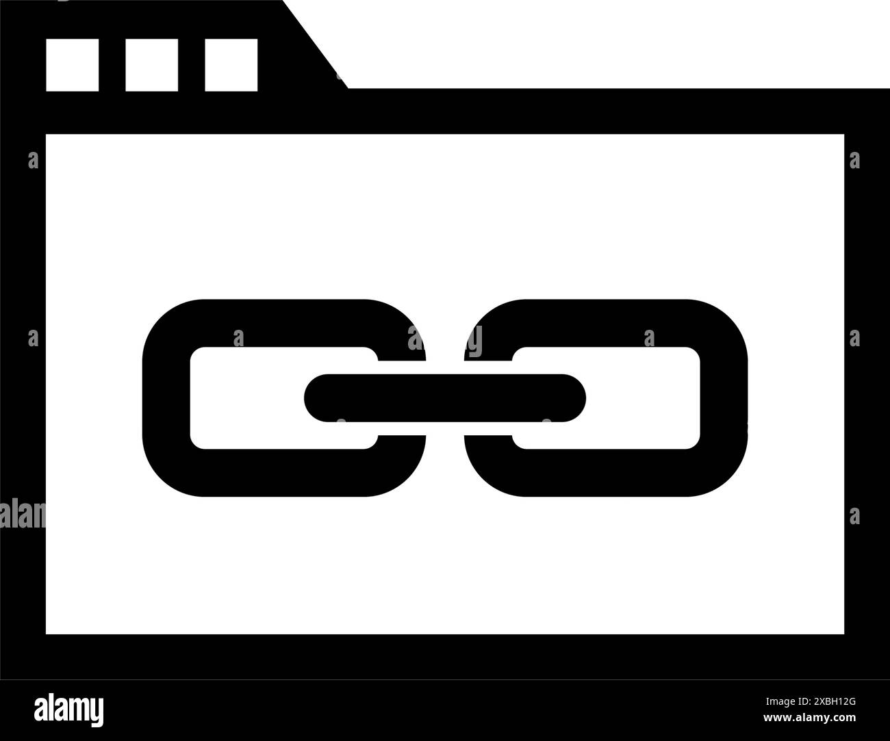 Minimalist black and white folder icon with a link symbol, representing ...