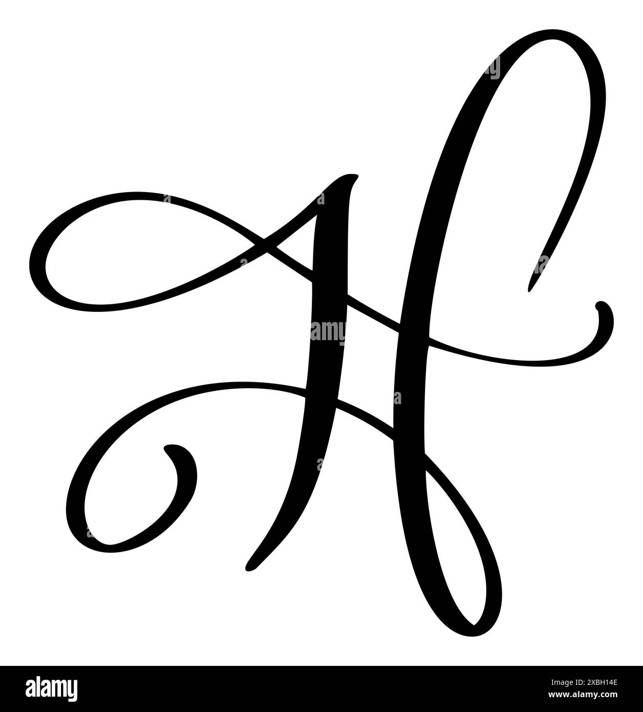 Hand drawn vector calligraphy letter H. Script font logo. Handwritten ...