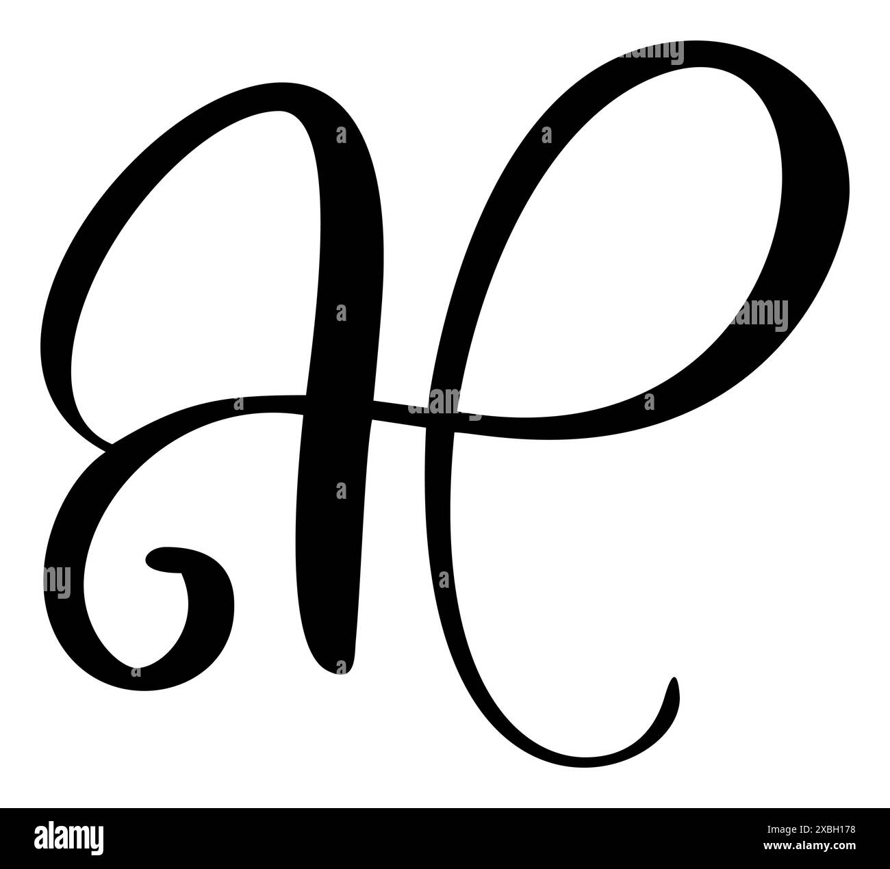Vector calligraphy hand drawn capital letter H. Script font logo icon ...