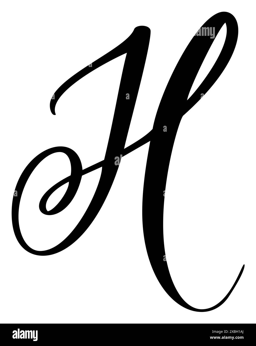 Vector calligraphy hand drawn letter H logo drop cap. Script font ...
