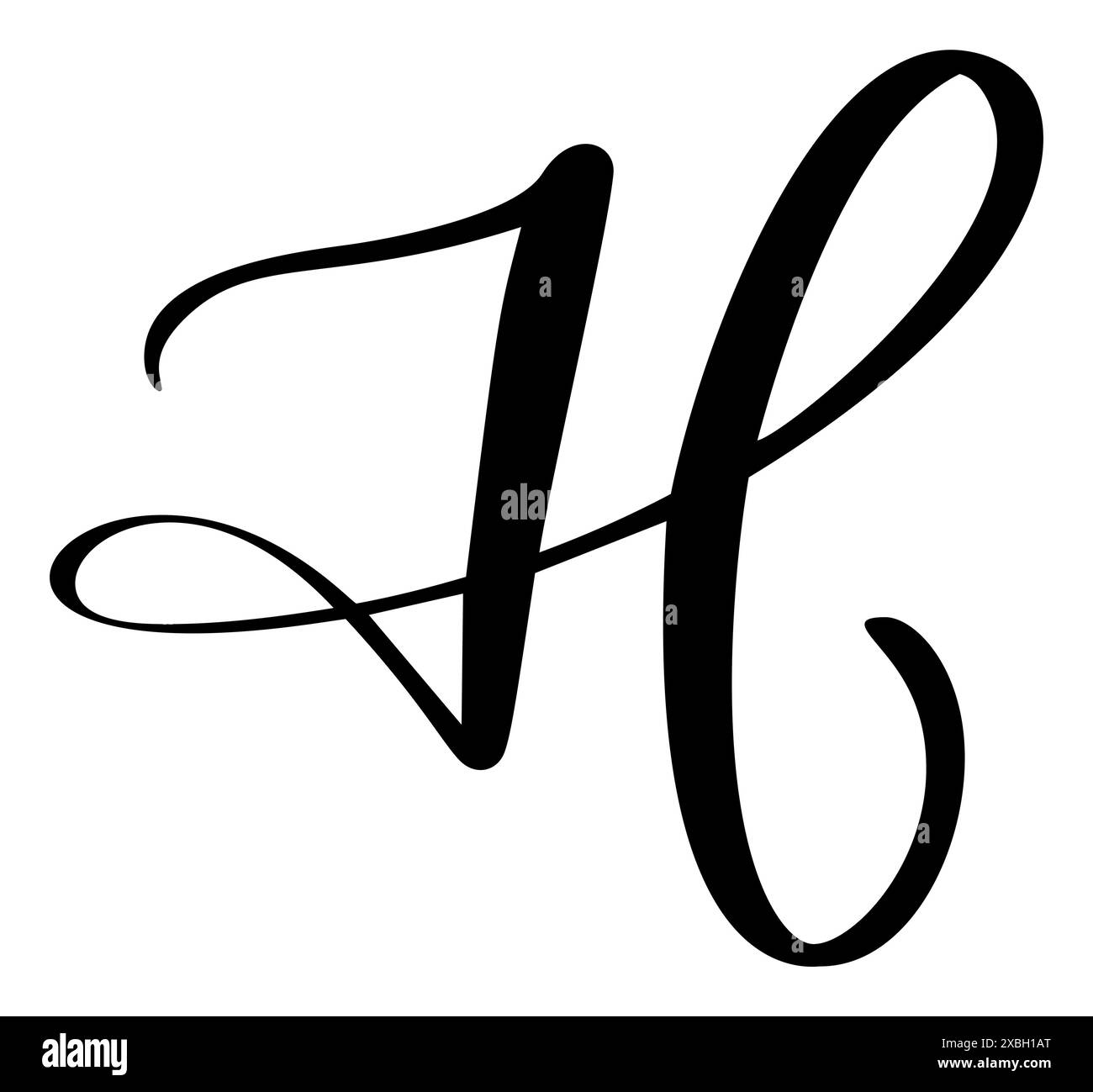 Vector calligraphy hand drawn letter H logo. Script font. Handwritten ...