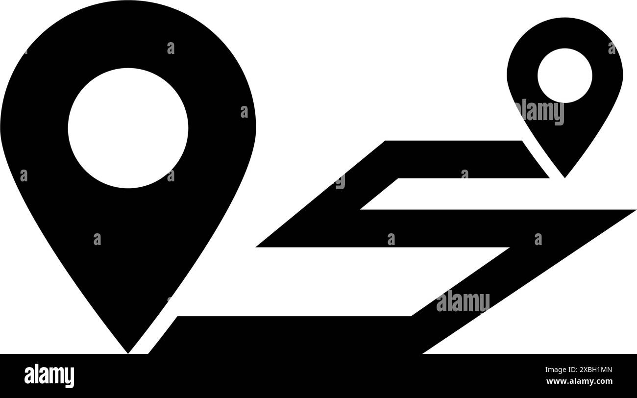 Graphic icon of two location pins connected by a path, symbolizing ...