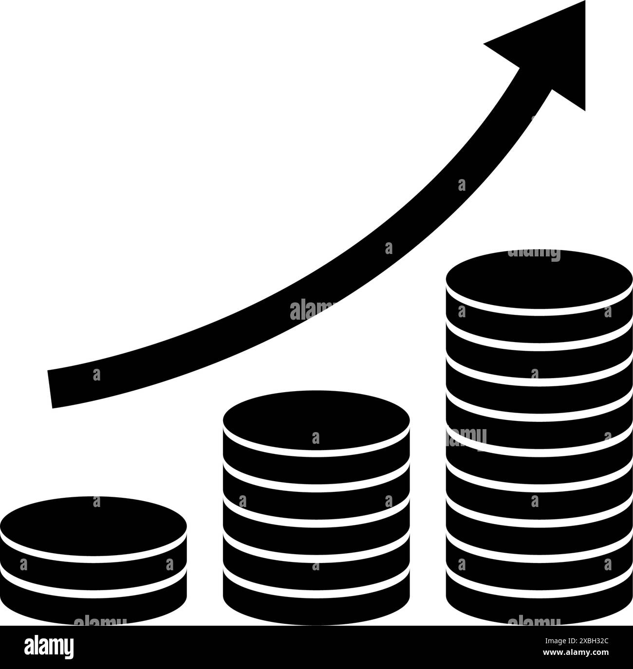 Vector icon illustrating financial growth through stacked coins and an ... Vector icon illustrating financial growth through stacked coins and an ...