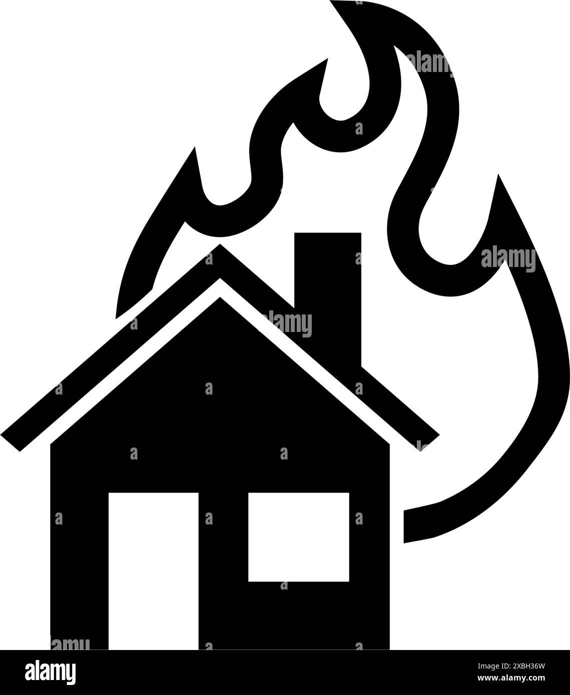 Icon of a house on fire, simple and bold design for safety and ...