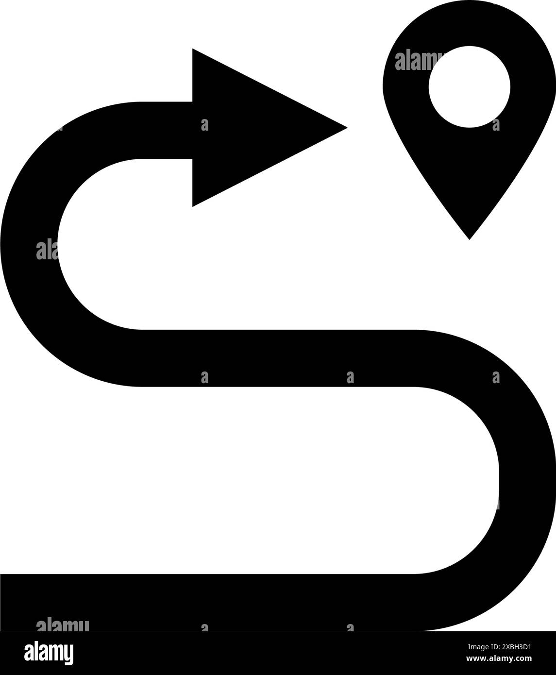 Black Vector Icon Illustrating A Route With A Pin And Direction Arrow Stock Vector Image And Art