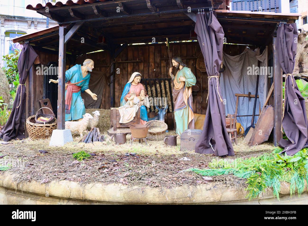 Life size nativity scene display at the Christmas market Oviedo ...