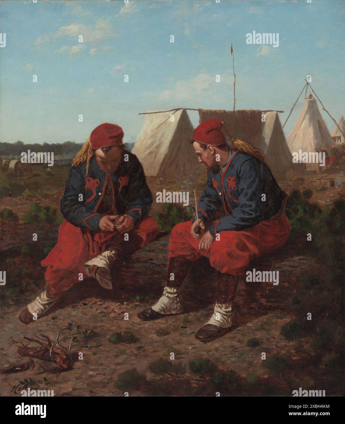 vintage artwork The Brierwood Pipe, 1864. Winslow Homer (American Stock ...