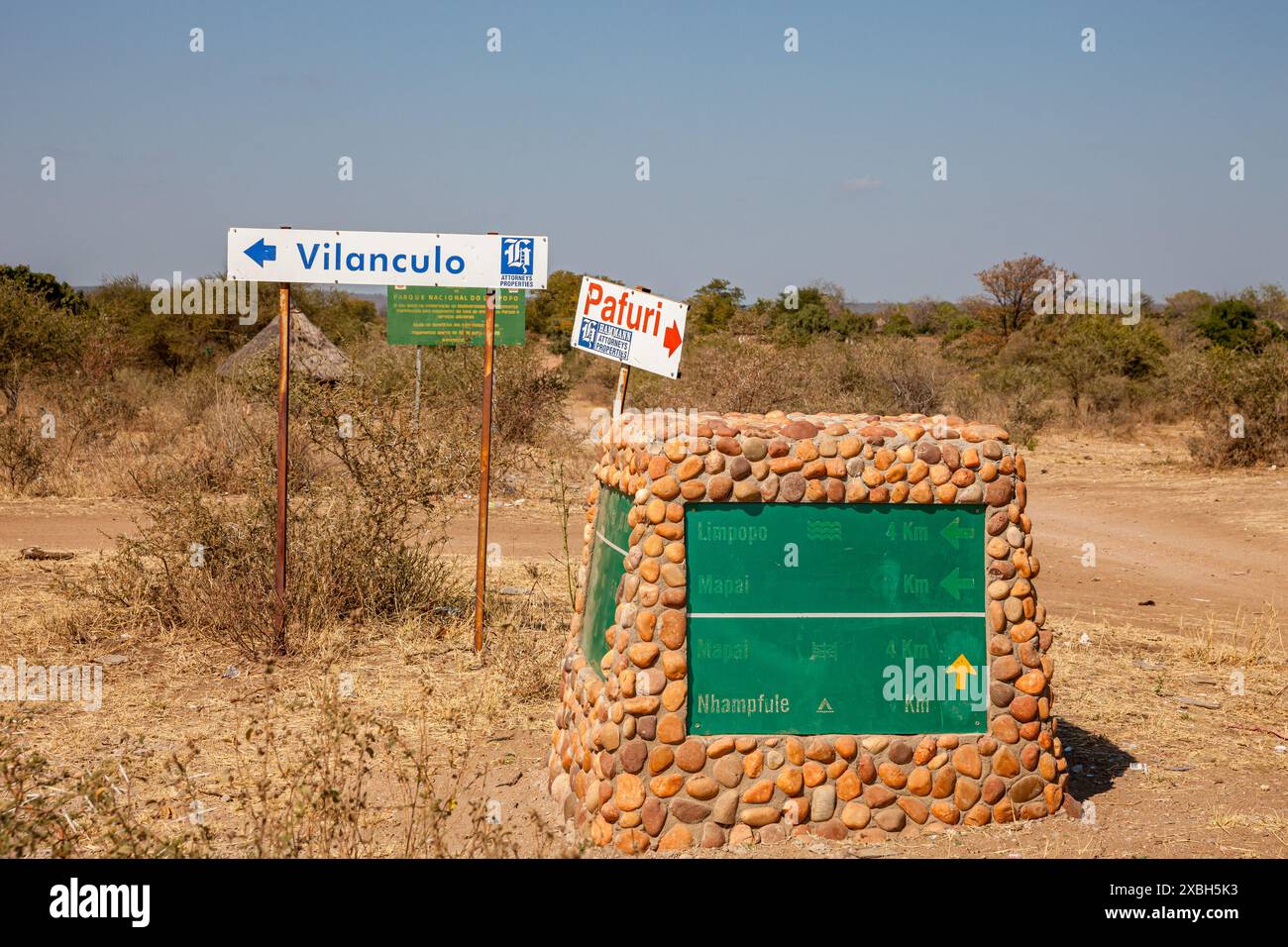 Mozambique, Gaza, Mapai, Street sign near Mapai Stock Photo - Alamy