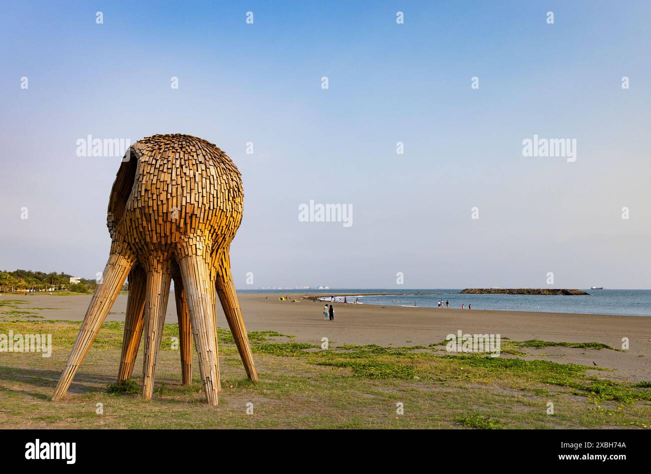Sculpture on Cijin beach, Cijin Island, Kaohsiung, Taiwan Stock Photo ...