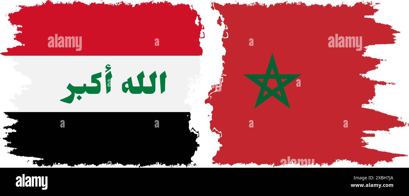 Morocco and Iraq grunge flags connection, vector Stock Vector Image ...