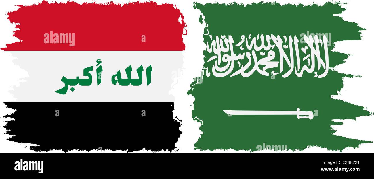 Saudi Arabia and Iraq grunge flags connection, vector Stock Vector ...