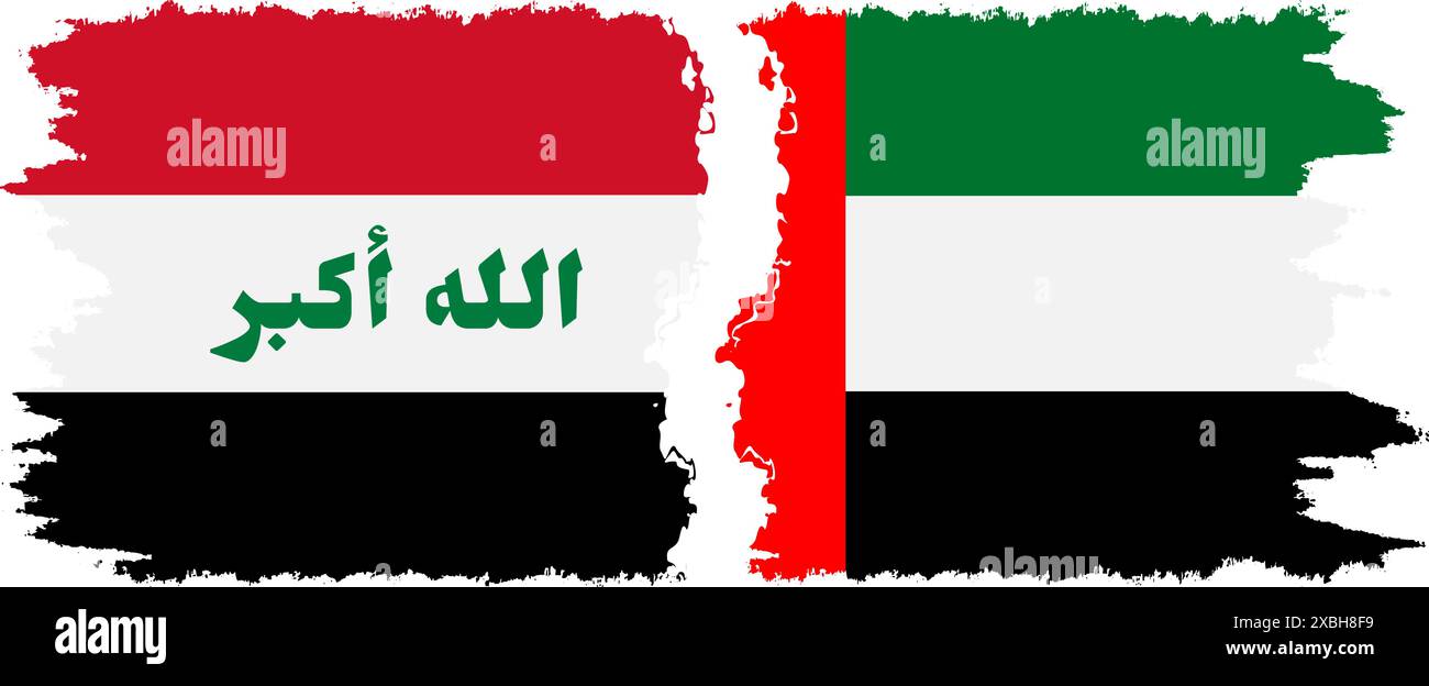United Arab Emirates and Iraq grunge flags connection, vector Stock ...