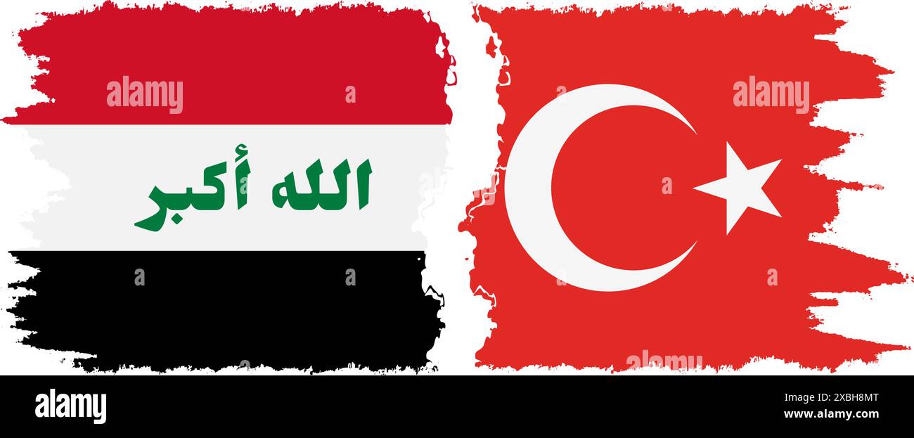 Turkey and Iraq grunge flags connection, vector Stock Vector Image ...