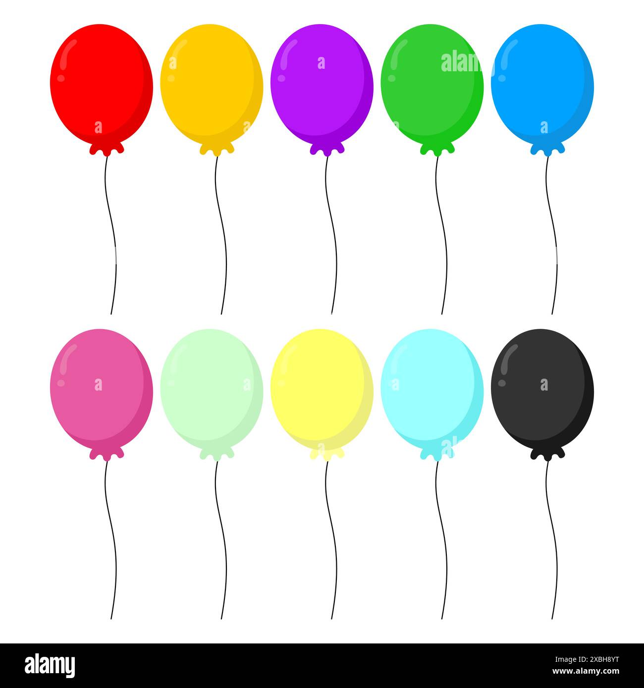 Colorful party balloons isolated on white background. Bunch of balloons ...