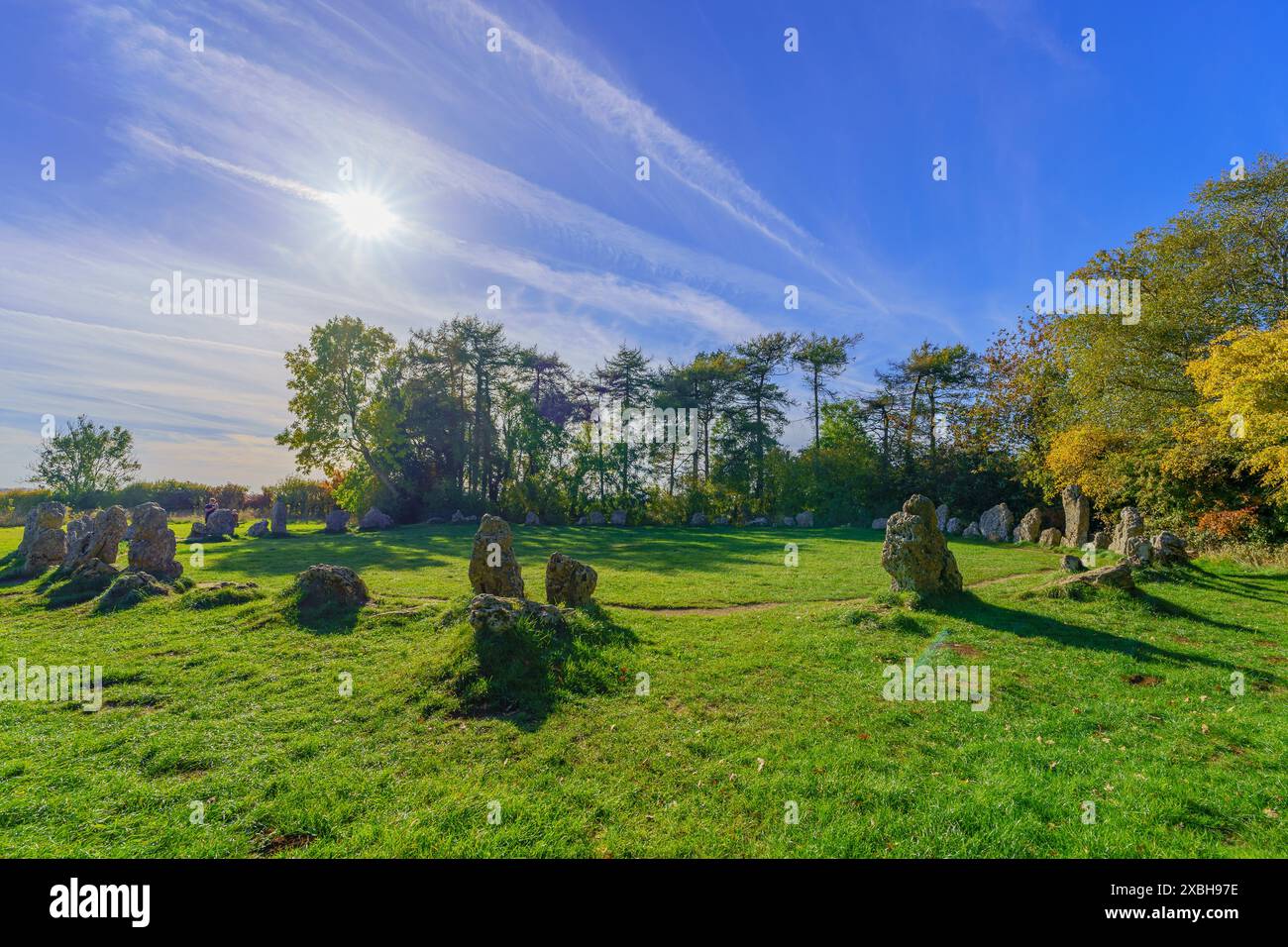 View of the ancient Rollright Stones, Neolithic stone circle, in the ...