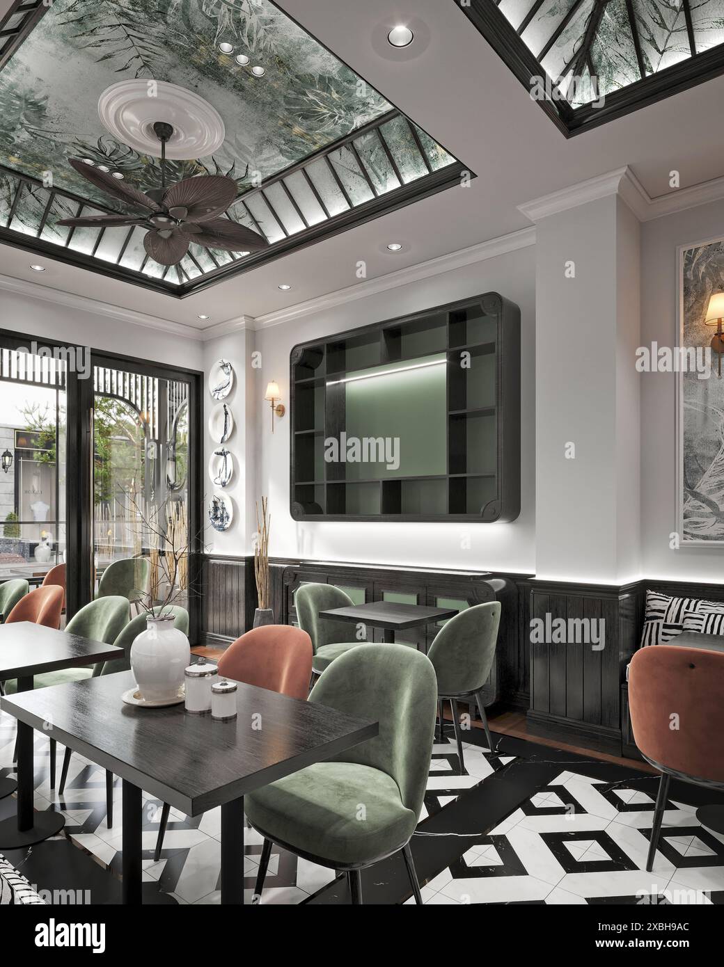 Modern minimalist cafe wooden chair hi-res stock photography and images ...