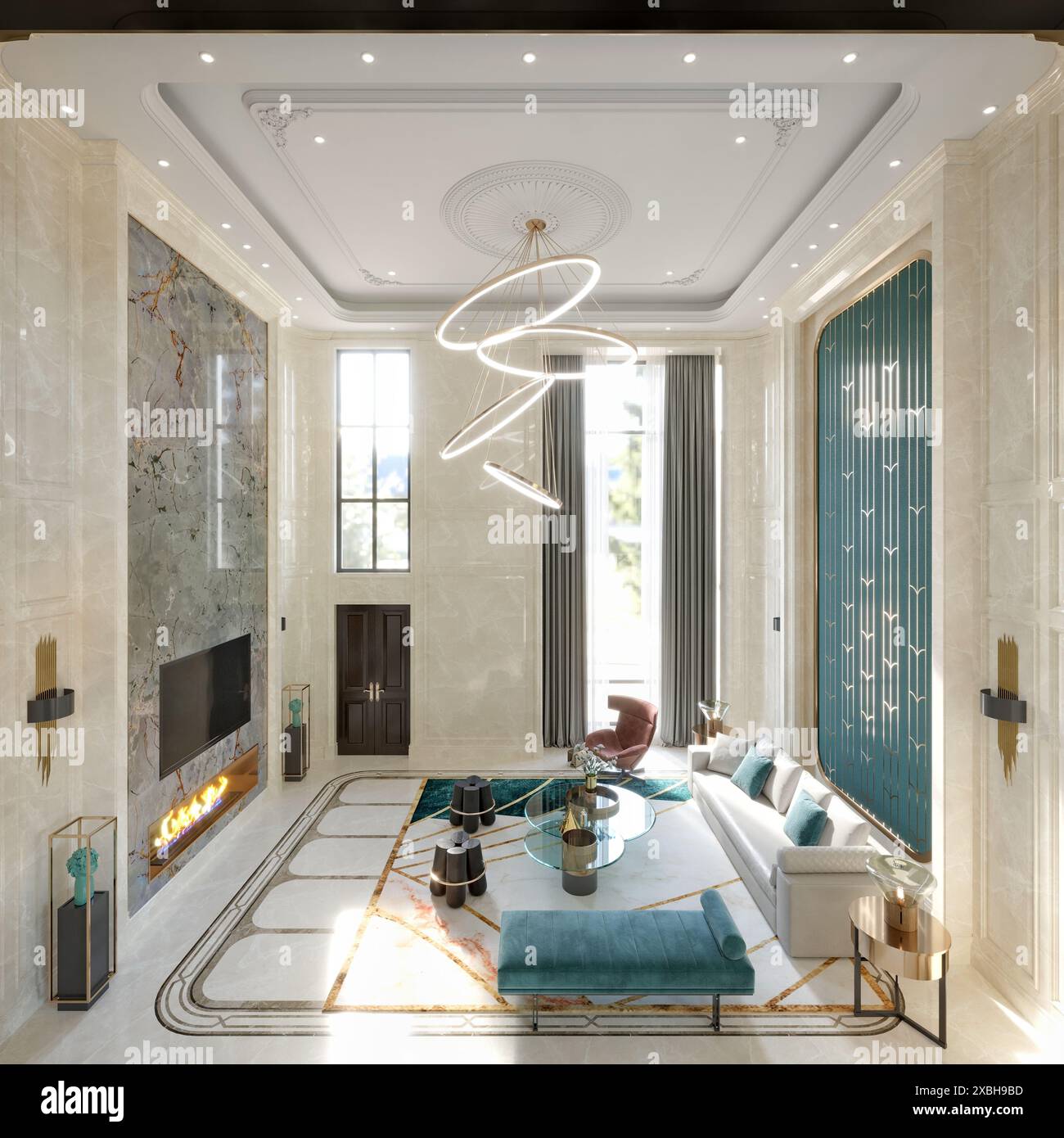 3d render of modern home living room Stock Photo - Alamy