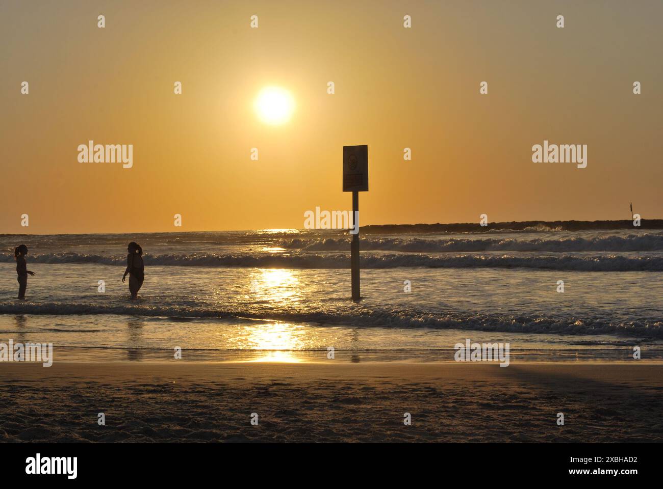 Sunset on the beach in Tel Aviv, Israel Stock Photo - Alamy