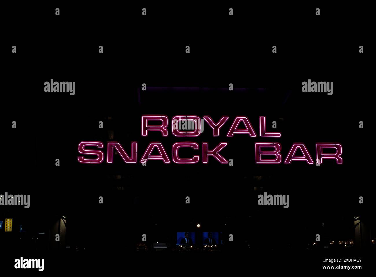 Royal Snack Bar a pink and magenta Neon sign in the entertainment ...