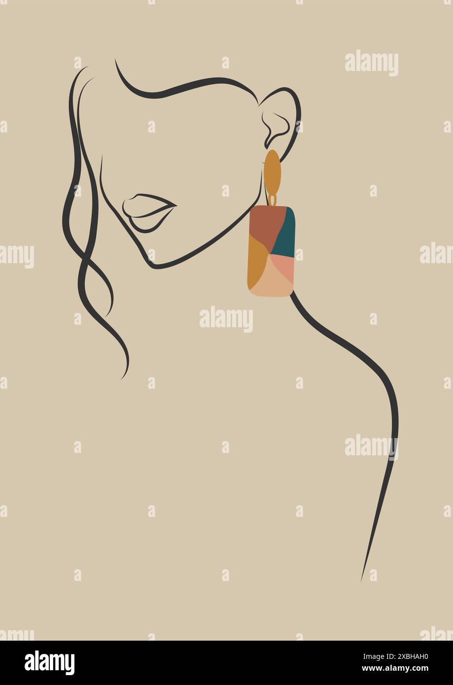 Minimalistic fashion woman line art silhouette. Aesthetic artwork ...