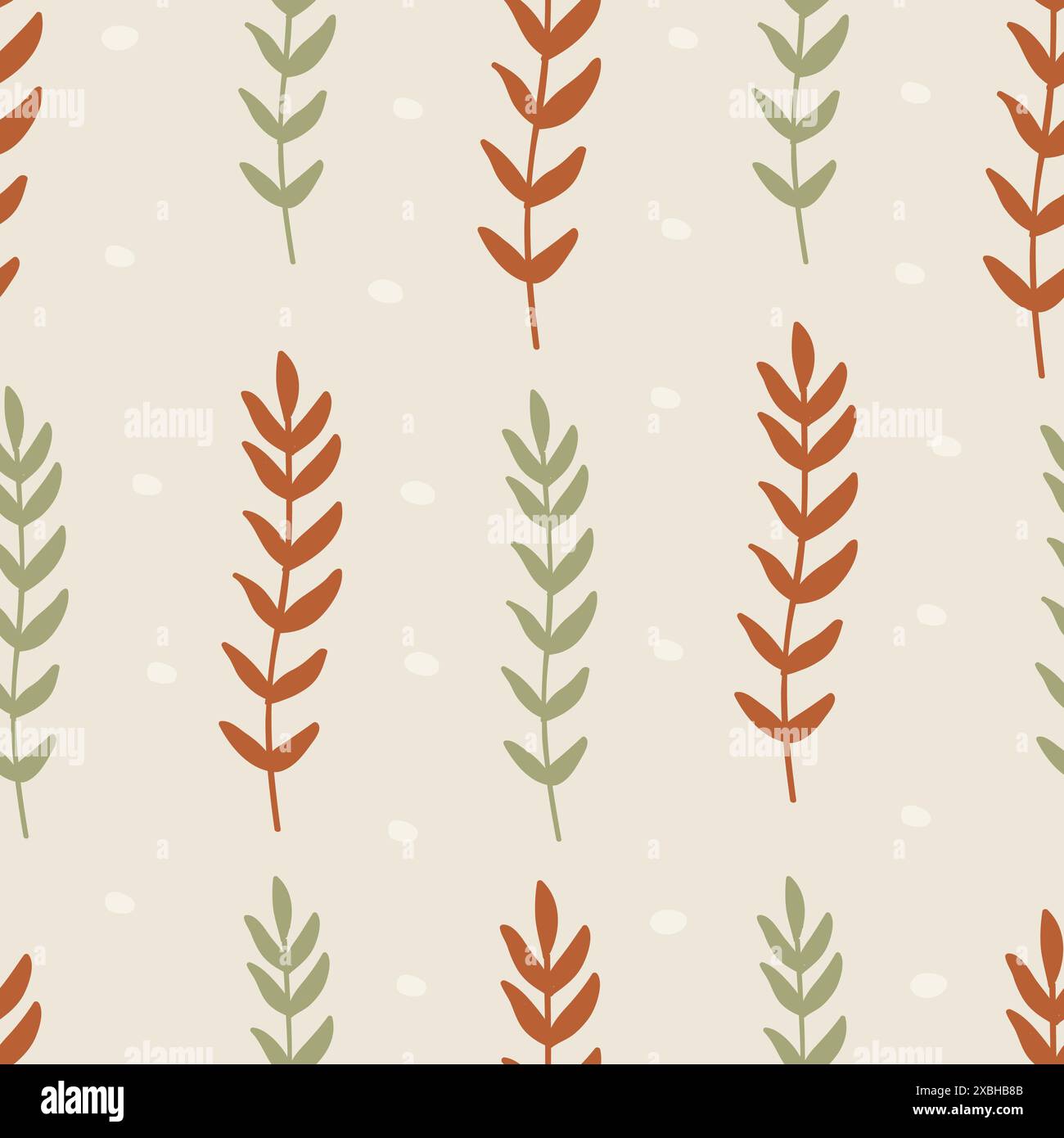 Leaves sprigs twigs branch seamless pattern. Botanical background ...