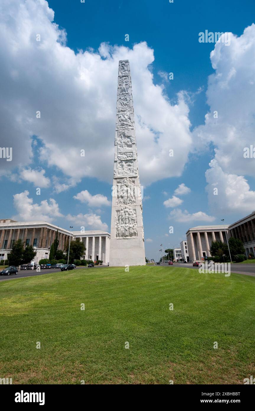 Italy, Lazio, Rome, Eur district, Guglielmo Marconi Obelisk Stock Photo ...