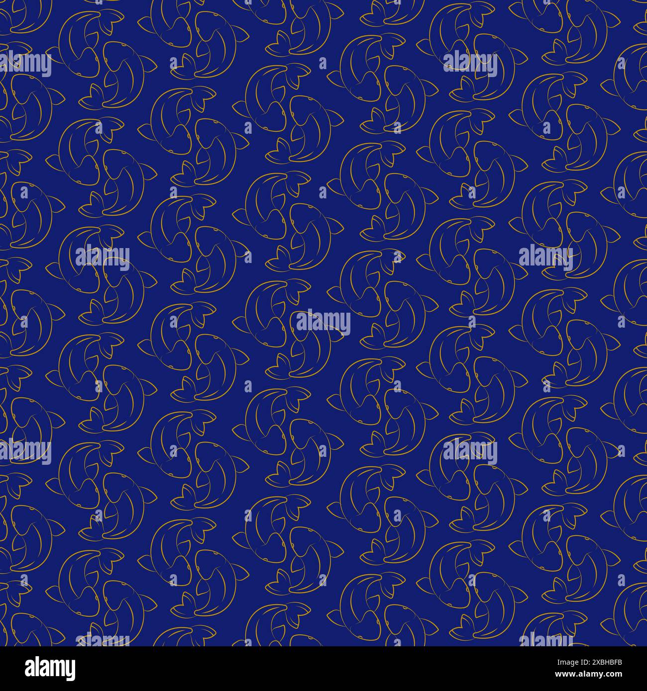 Marine life fish animal blue seamless pattern. Chinese koi fish ...