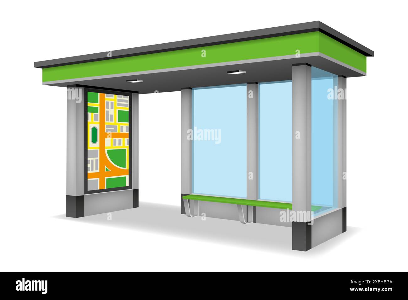 modern city bus stop vector illustration isolated on white background ...