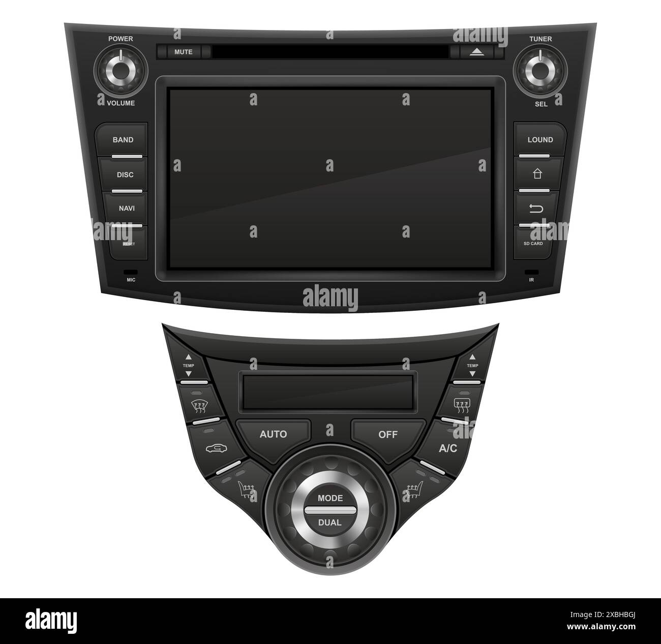 car multimedia system with climate control panel vector illustration ...