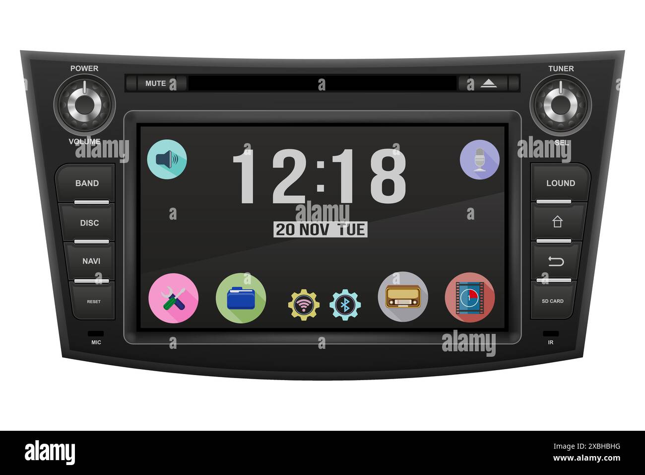 car multimedia with touchscreen vector illustration isolated on white ...