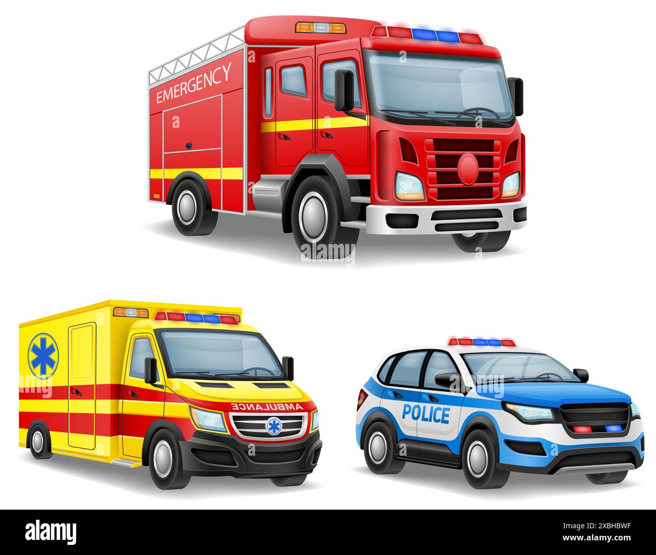 automobile of various emergency and rescue services car vector ...