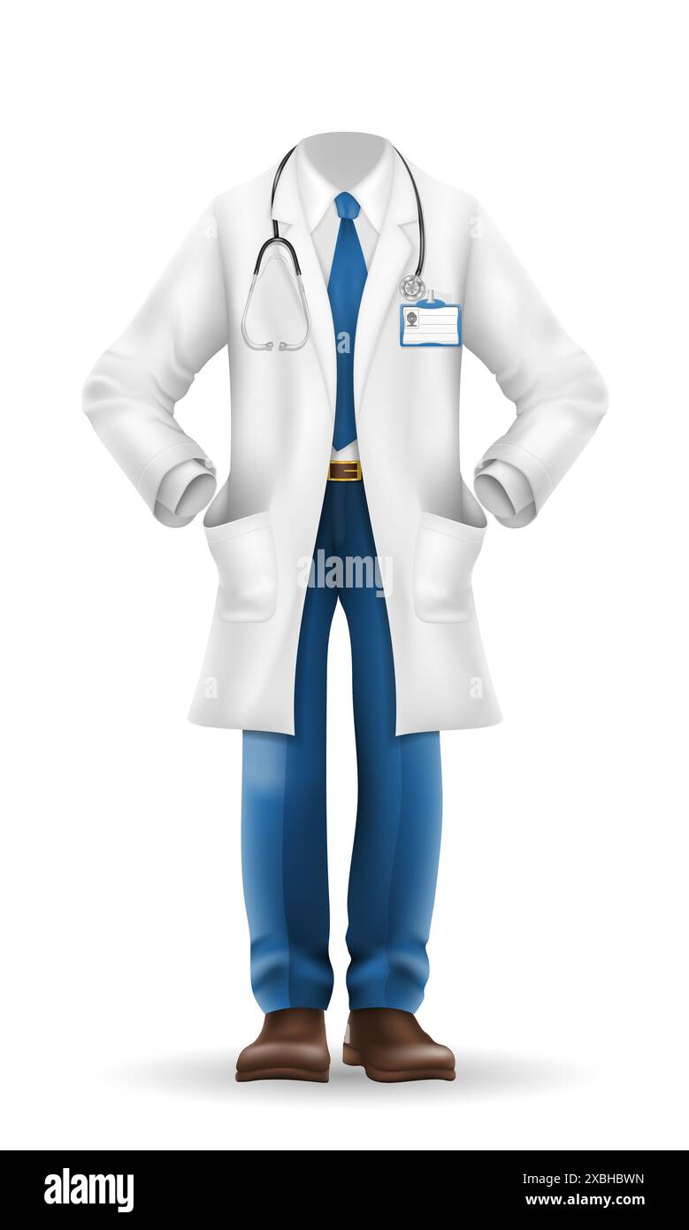 doctor in a robe, uniform, work clothes vector illustration isolated on ...