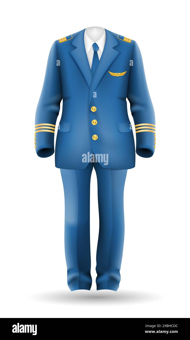 pilot uniform suit work clothes vector illustration isolated on white ...