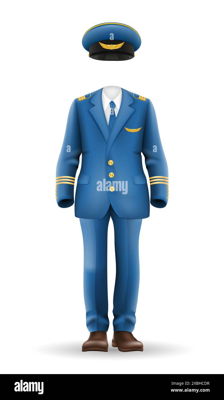 pilot uniform suit work clothes vector illustration isolated on white ...