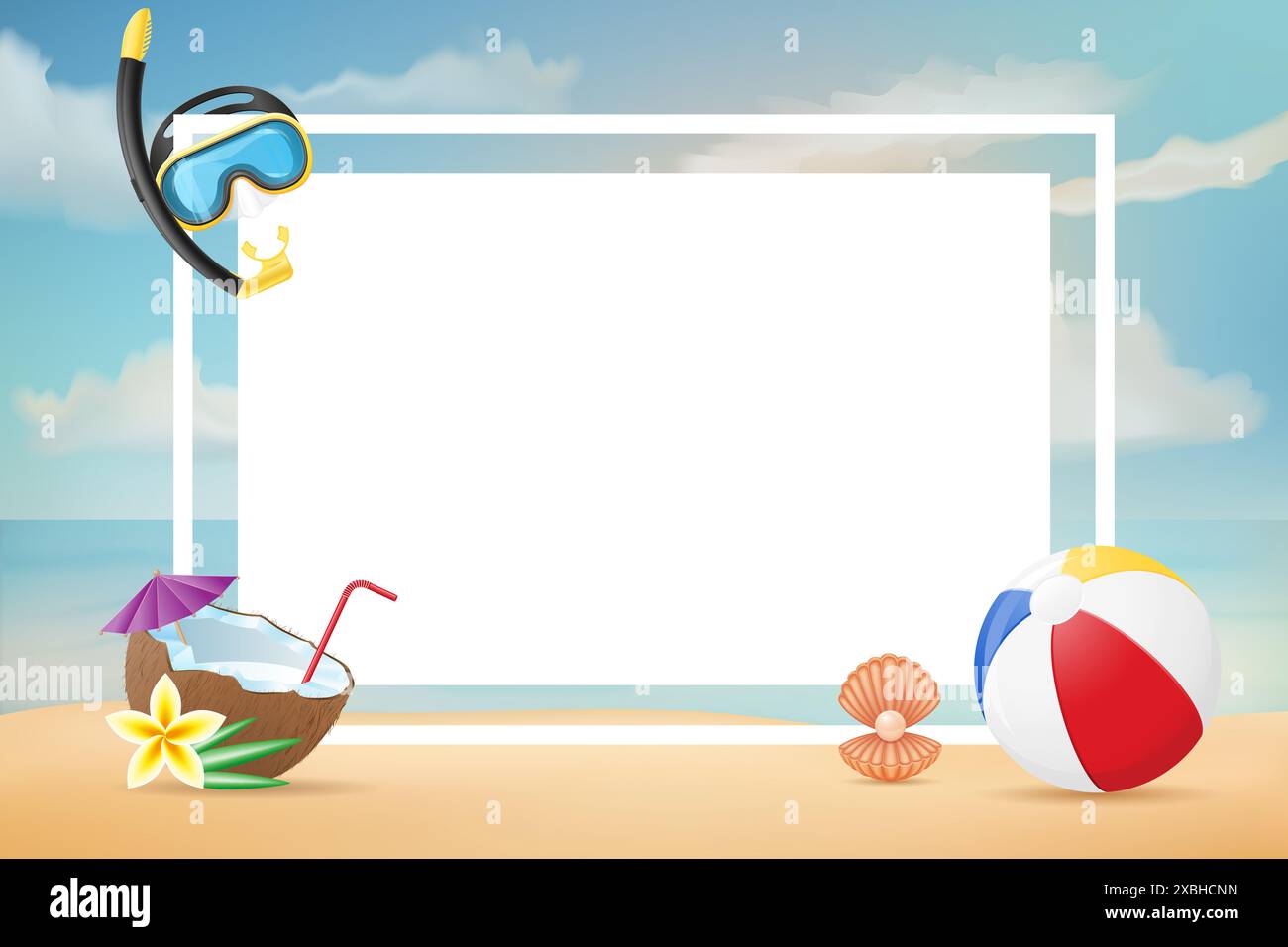 summer poster with sea beach and sunny sky stock vector illustration ...