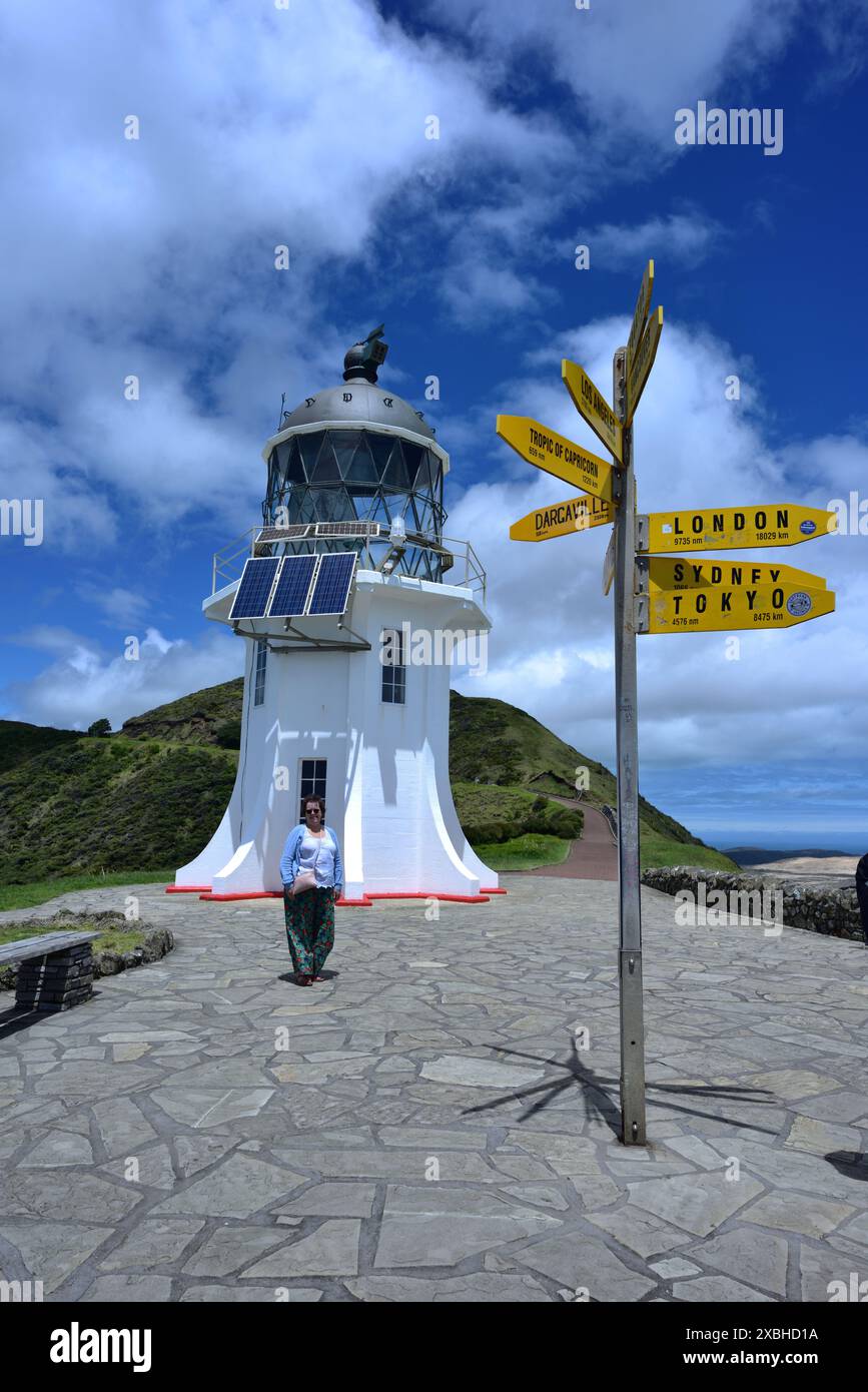Cape Reinga, New Zealand - 8th November 2022:Tourist, lighthouse and ...