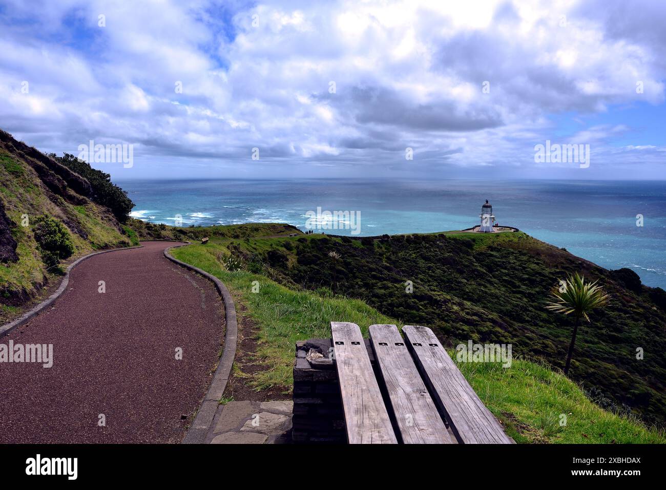 The track down to the lighthouse of Cape Reinga, New Zealand Stock ...