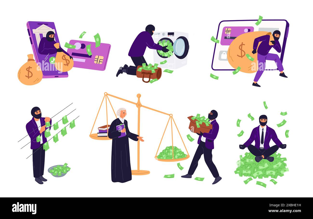 Illegal profit. Money laundering. Criminal activity. Breaking law ...