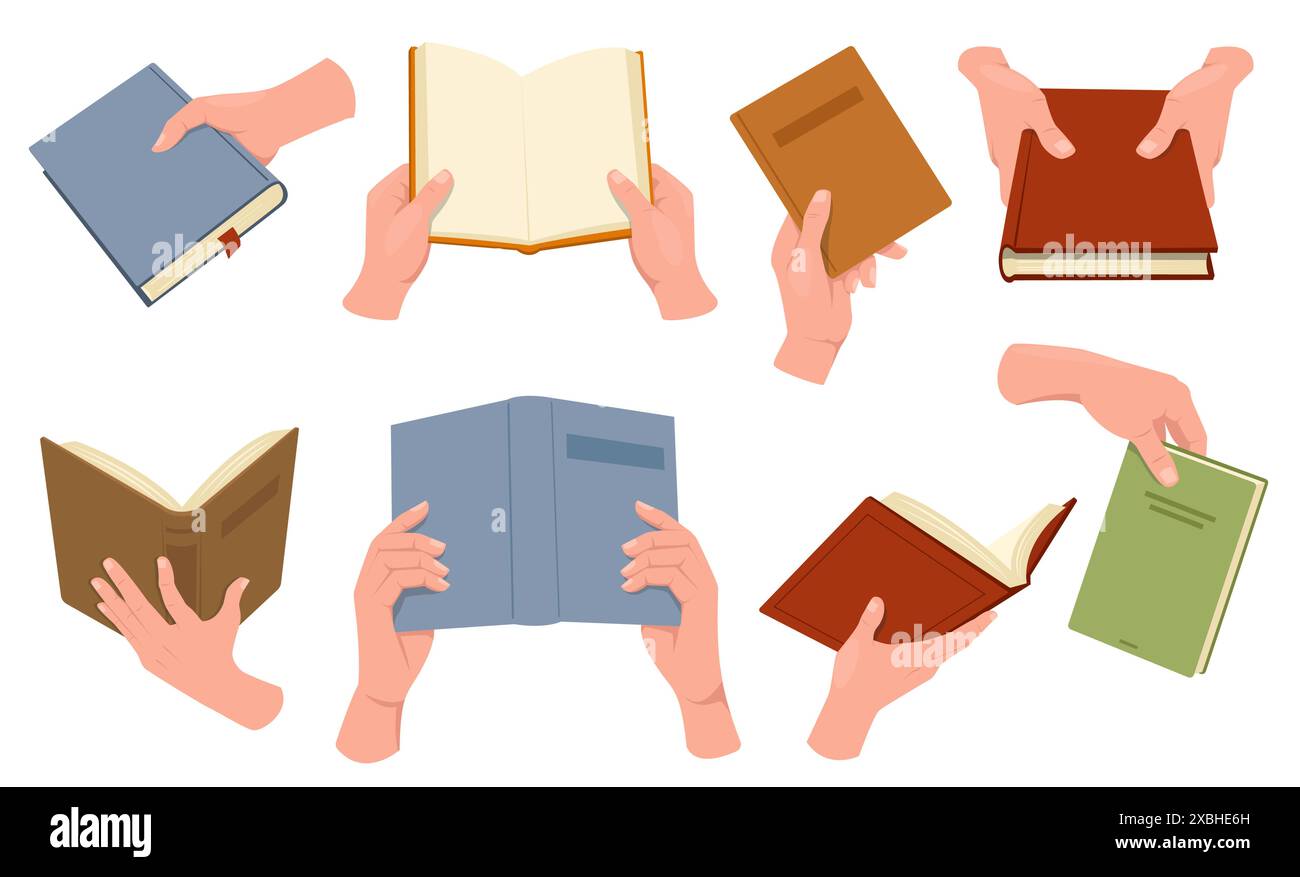 Hands holding books. Male arms with literature. Woman giving textbooks ...