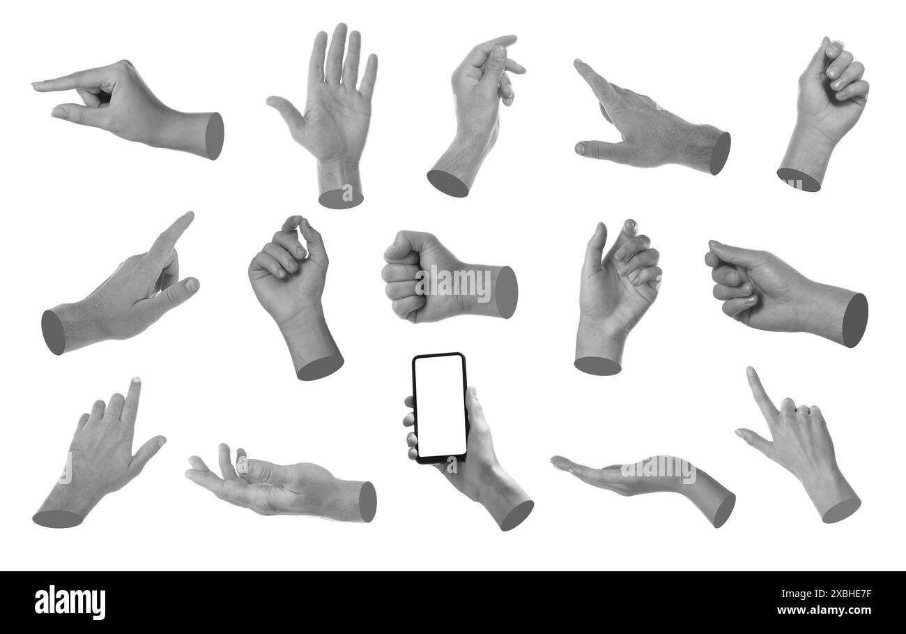 Hand gestures on black background Cut Out Stock Images & Pictures - Alamy