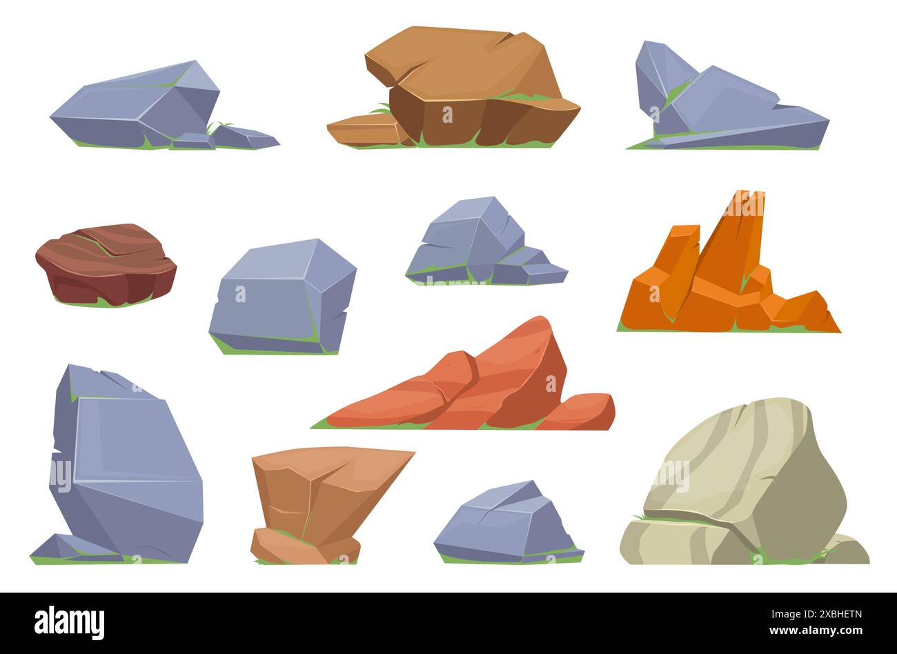 Cartoon stones. Rock and mountains pieces. Granite gravel. Rough ...